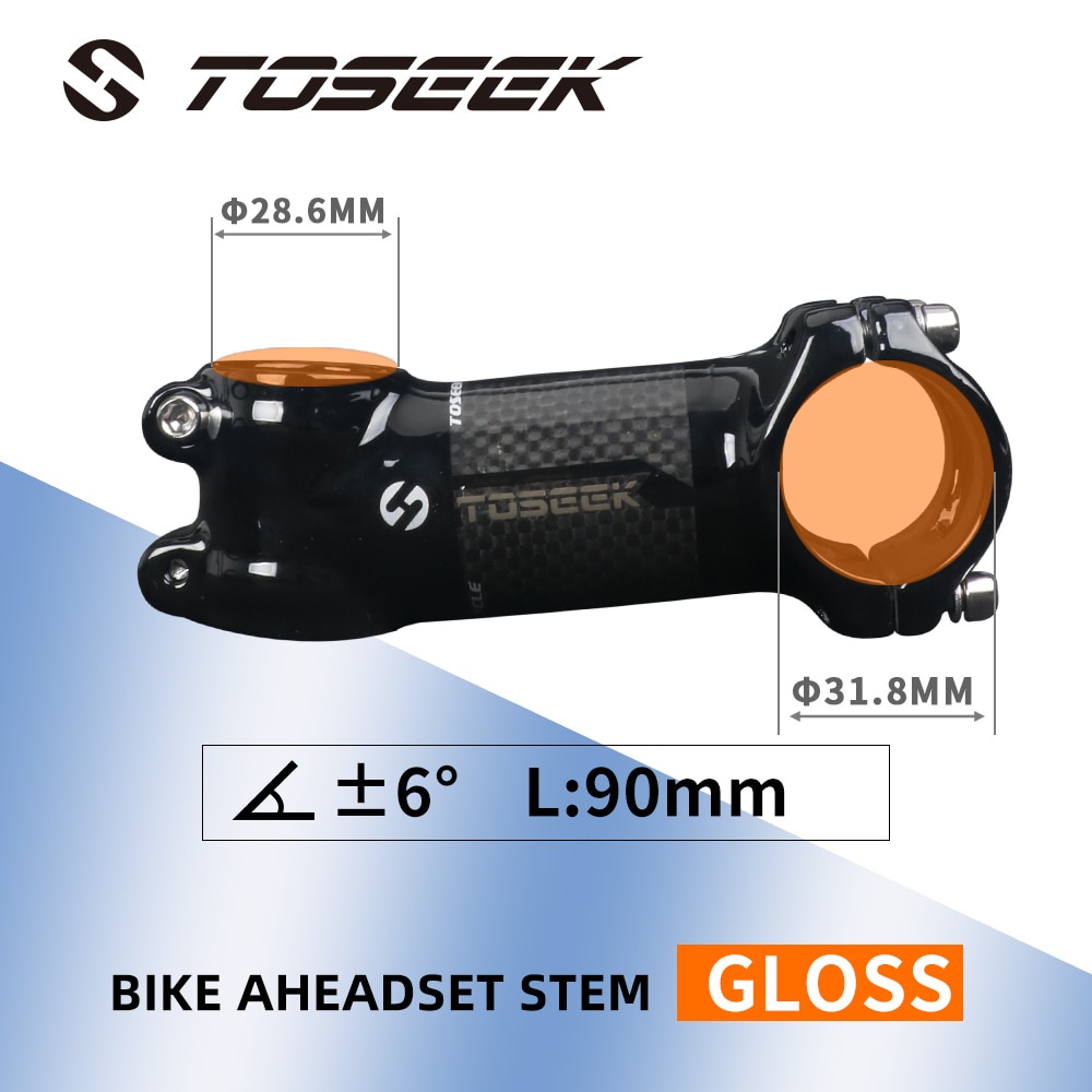 TOSEEK Bike Stem Carbon Stem 31.8mm Ultralight Bicycle Handlebar 50-120mm 6 17 Degree Angle ...