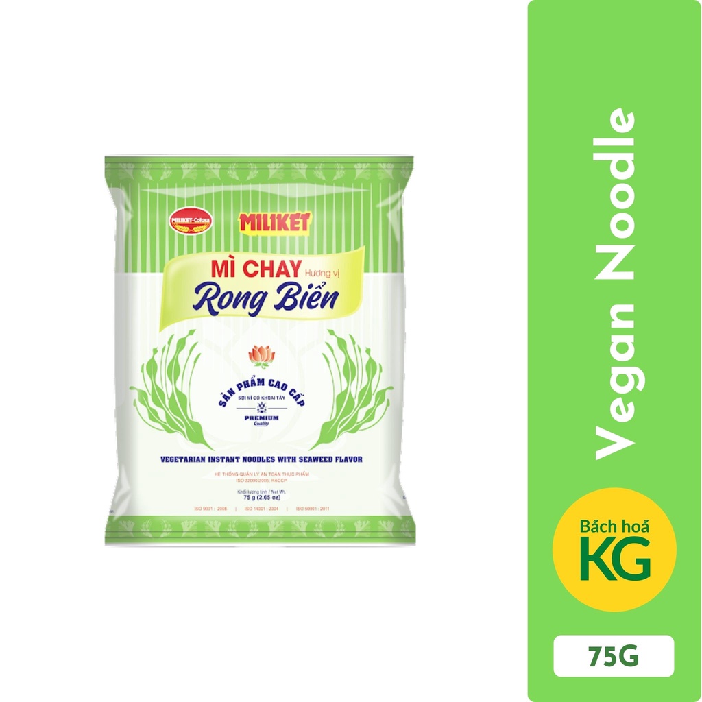 Miliket seaweed vegetarian noodles 75g - Mì chay rong biển Miliket 75g ...
