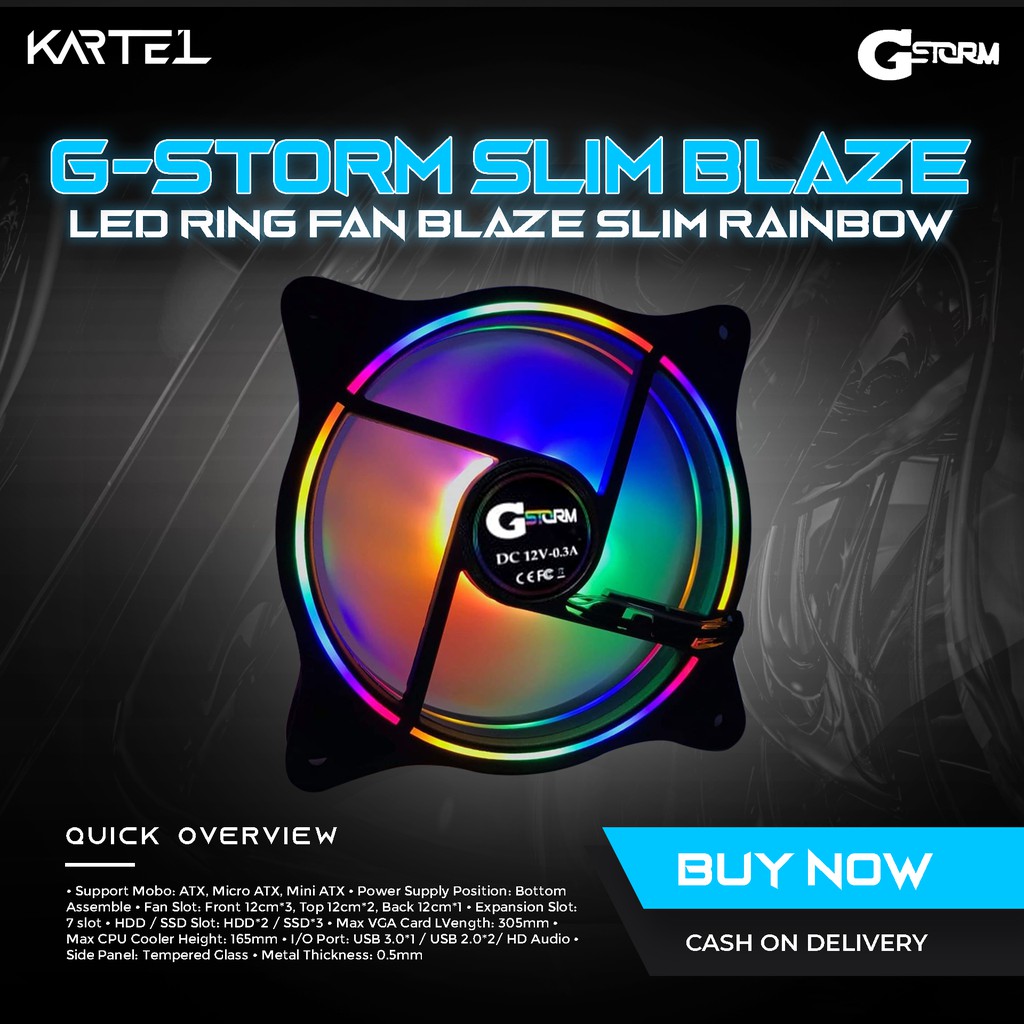 G STORM BLAZE SLIM RAINBOW 120mm PC CPU Computer Case Cooling Fan ...