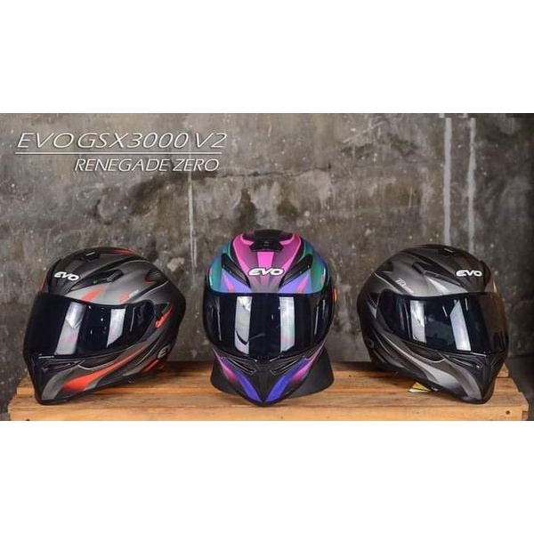 EVO Gsx-3000 Renegade Zero Full Face Dual Visor Helmet With Free Clear ...