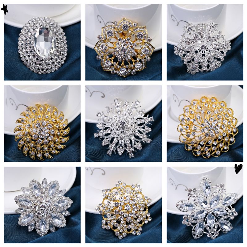 Gown Brooch Wedding Dress Pin Elegant Rhine Stones Crystals Shiny Bling ...