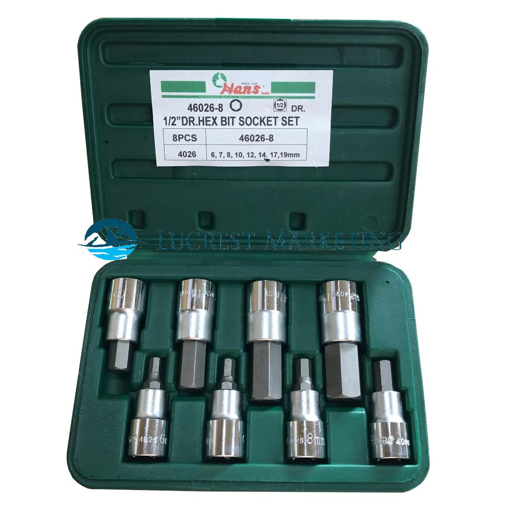 Hans Tools 46026-8 1/2" Drive 8 pcs Hex Bit Socket Set Metric | Shopee ...