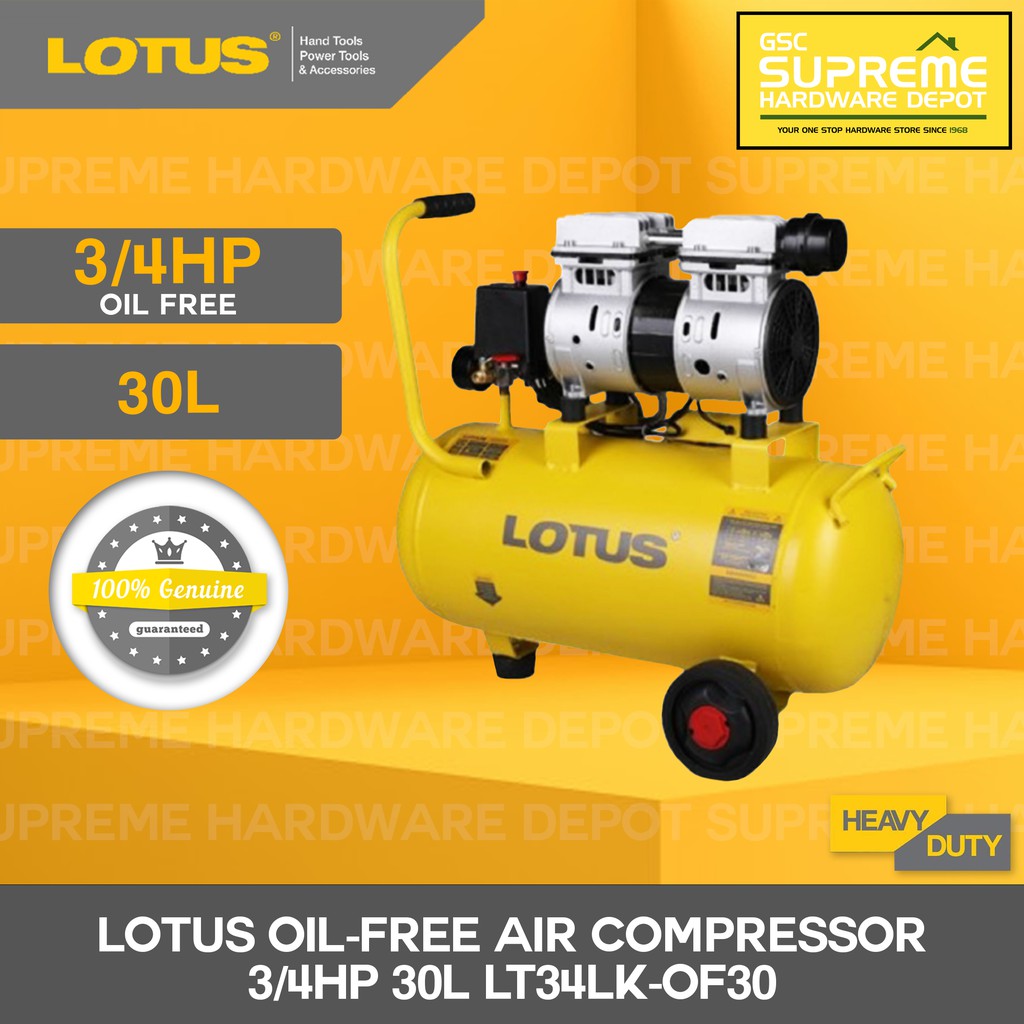 Lotus Oil Free Air Compressor 3/4HP 30L LT34LK-OF30 | Shopee Philippines