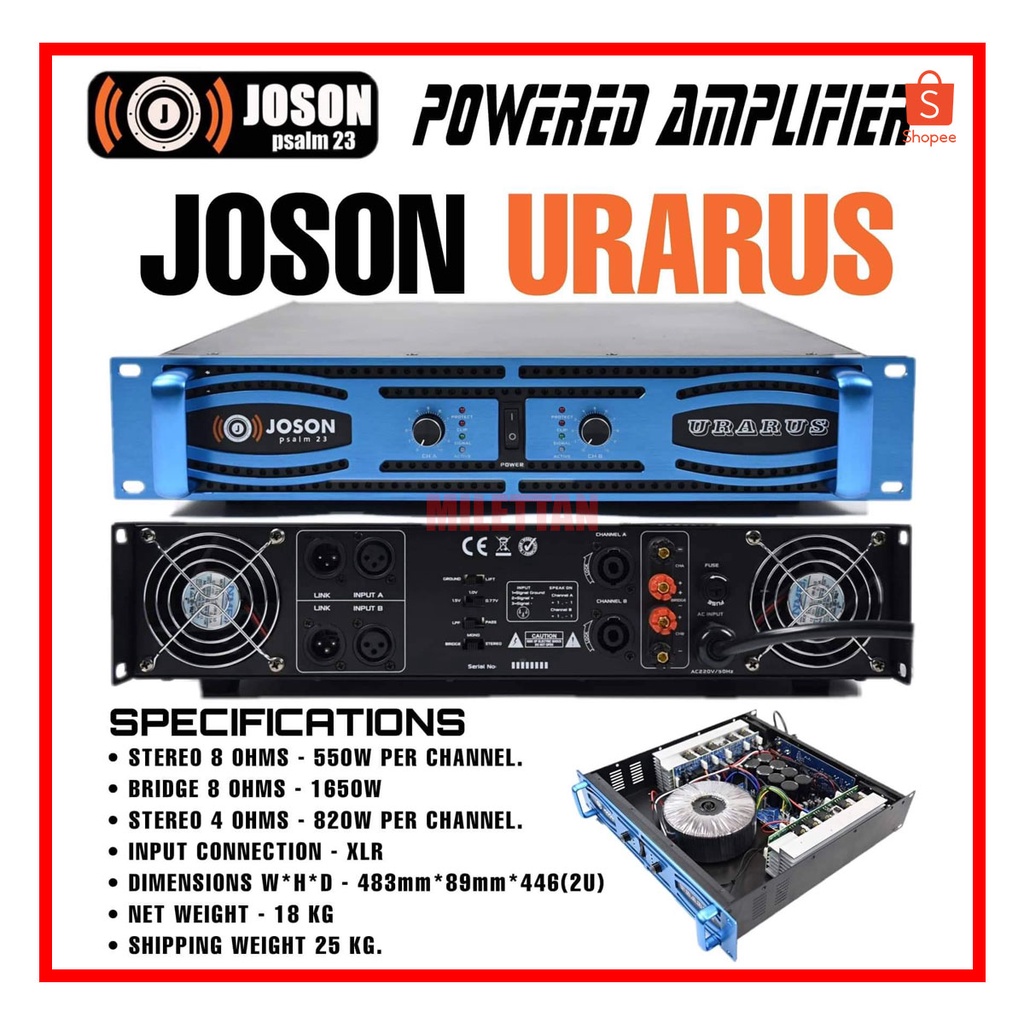 ORIGINAL JOSON URANUS POWERED AMPLIFIER 550 W X2 | Shopee Philippines
