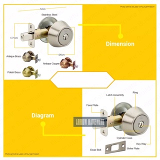 High Security Single Cylinder Deadbolt Lock Entrance Lockset | Shopee ...
