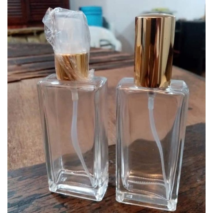 50ml slim Square clear half gold bottles | Shopee Philippines