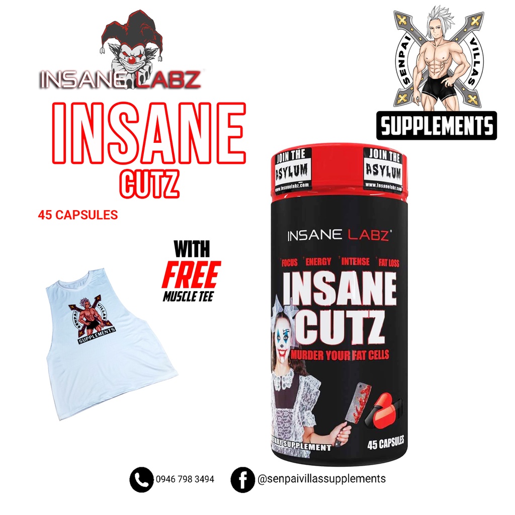INSANE LABZ INSANE CUTZ 45 CAPSULES WITH FREE MUSCLE TEE | Shopee ...