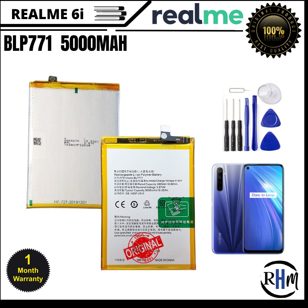 For Real me 5s, 6i, C3, NARZO10, C25Y battery, Model: BLP771 Original ...