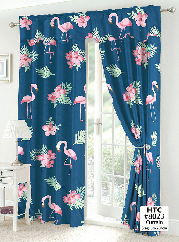 COD Flamingo Design Curtain Semi Cotton Kurtina Window Door Room Home ...