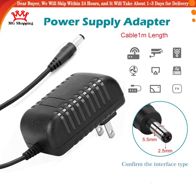 12V 2A AC/DC Adapter Charger Power Supply For CCTV Security / TV Plus ...