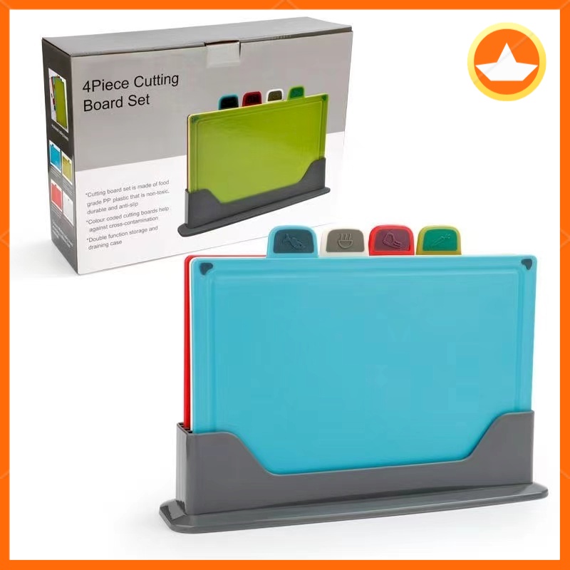 Creative 5-in-1 Index Cutting Board Set with Storage Box Color-coded ...