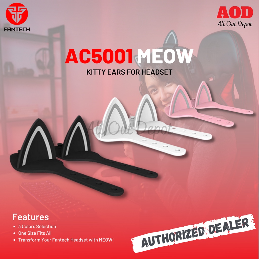 Fantech AC5001 MEOW Kitty Ears For Headset, Cat Ears Cute Adjustable ...