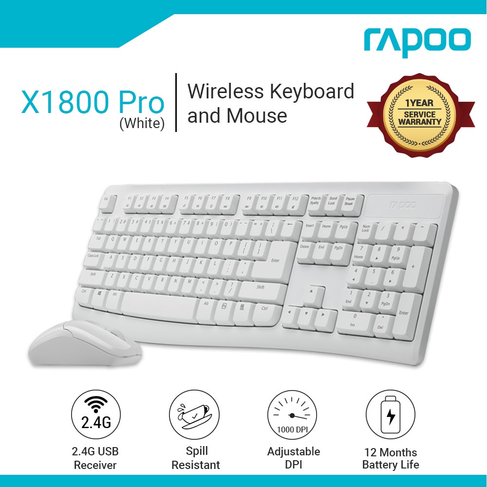 Rapoo X1800 PRO Wireless Keyboard and Mouse Ergonomic 2.4G | Shopee ...