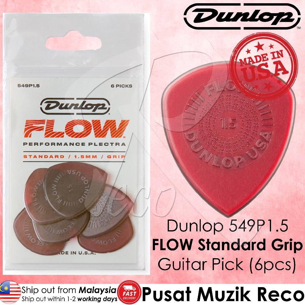Dunlop 549P150 Flow Standard Grip Guitar Pick 1.50mm Pick [3/6 pcs ...