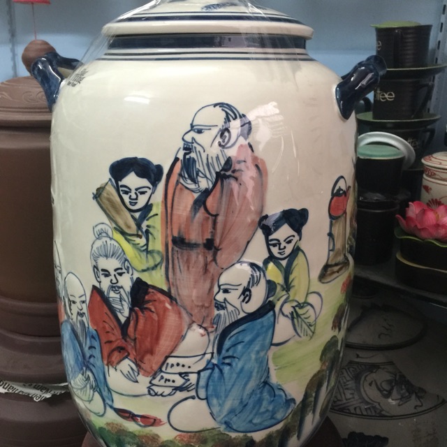 Bat Trang embossed rice jar with floating flowers of 20kg | Shopee ...