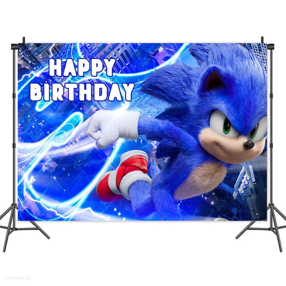 100x150CM Super Sonic Theme Backdrop Happy Birthday Background Colorful ...