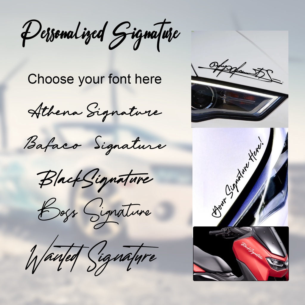 Customized Signature Sticker - Fit for Motorcycles, Cars, Tumbler ...