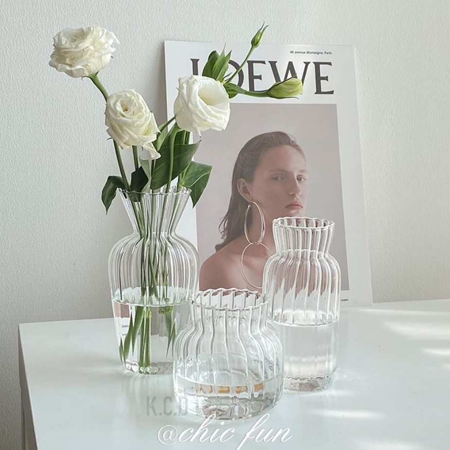 Clear Glass Bud Vase, Flower Decor Vases Decorative Small Opening Short ...