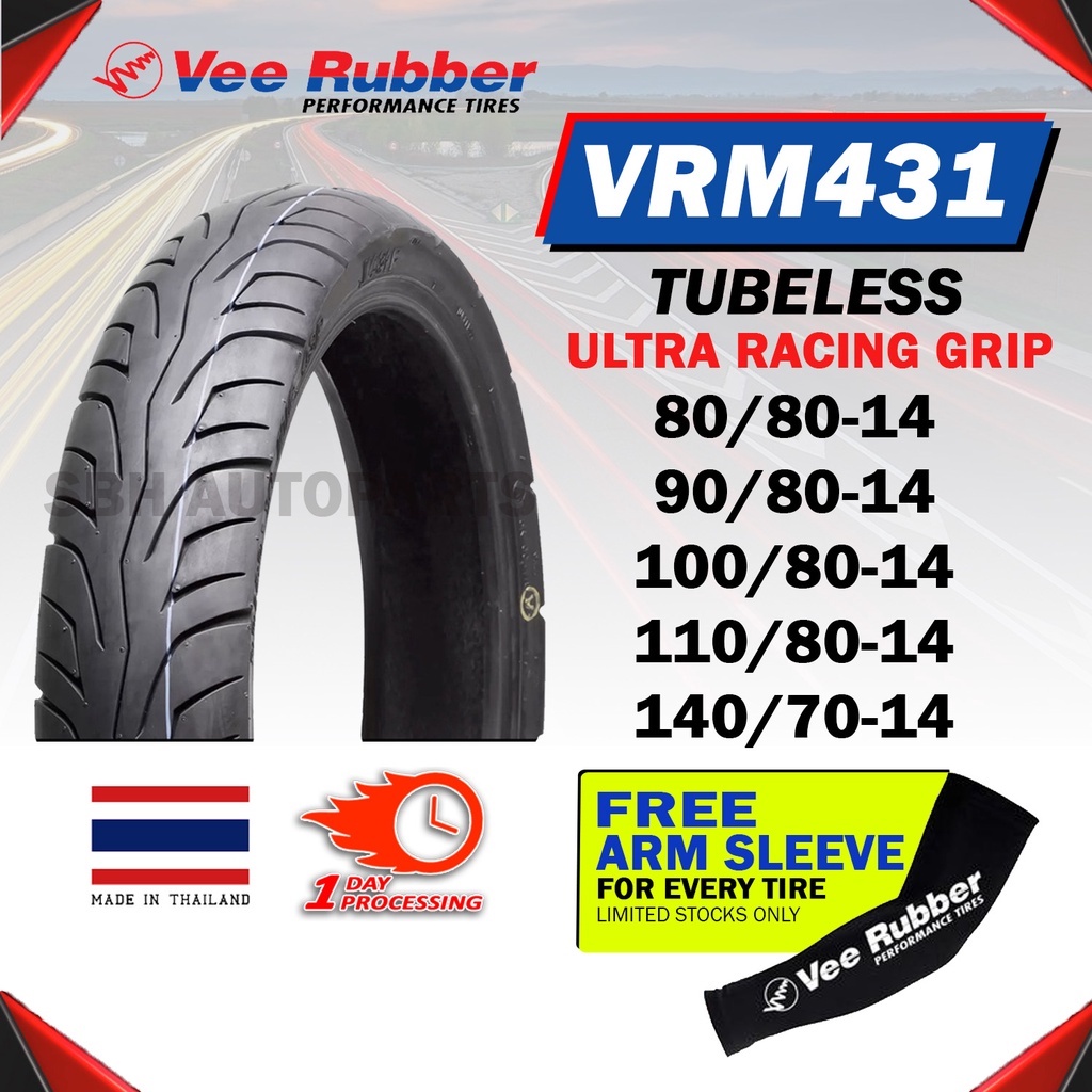 VEE RUBBER Motorcycle Tires VRM431 URG -14" TUBELESS (80/80,90/80,100 ...