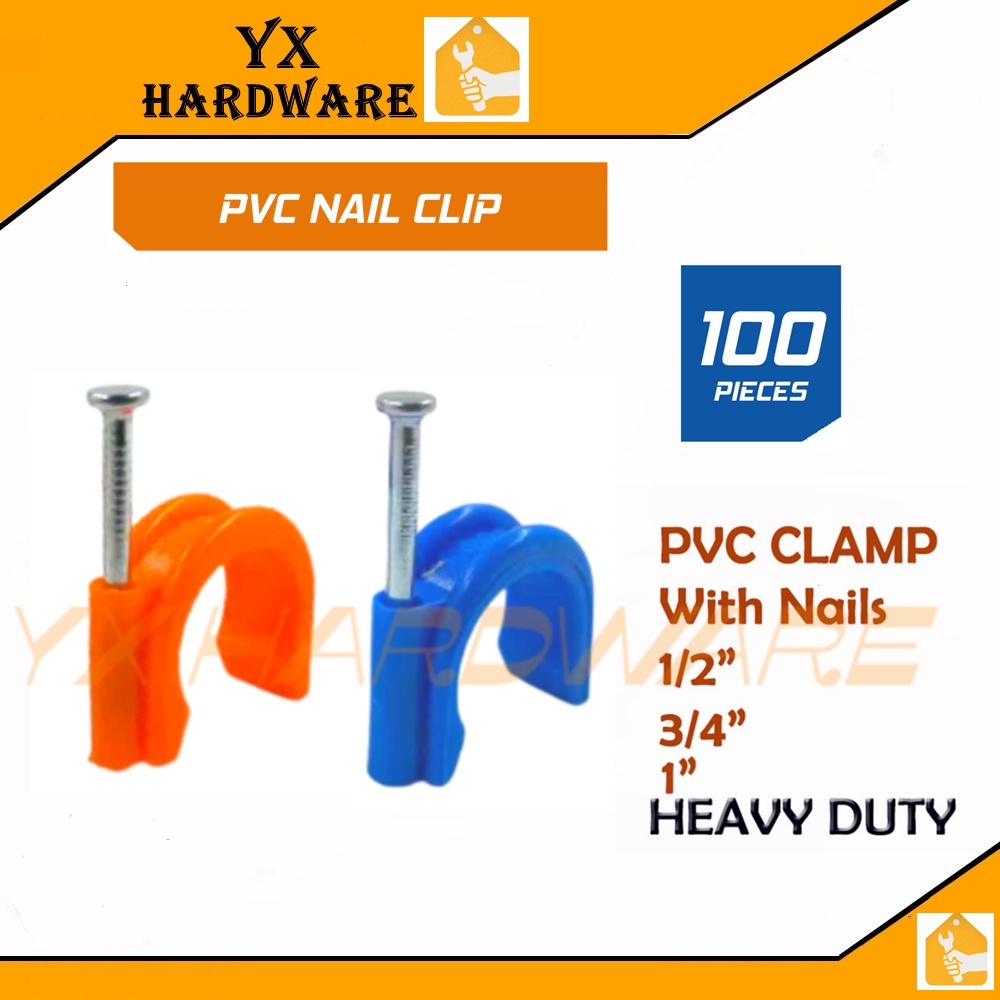 PVC Cable Hose Clamp Nail Cable Wire Clip Wall Hanging Clamp C Heavy Duty Blue/Orange 1/2" 3/4 ...