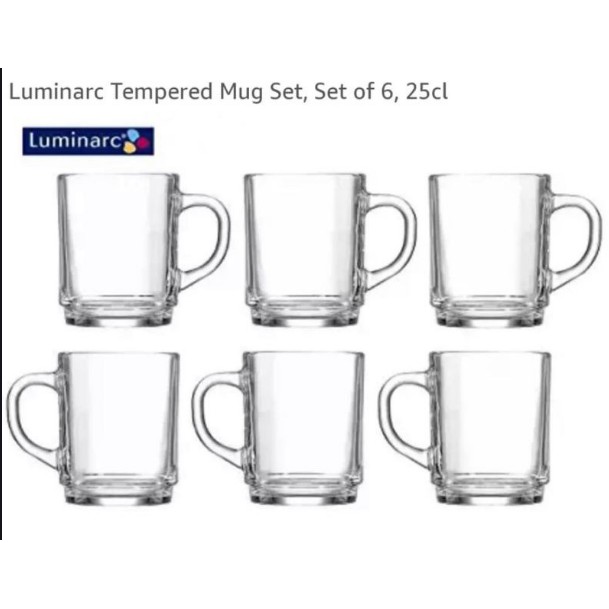 Luminarc Clear Tempered Stackable Mug 6pcs | Shopee Philippines