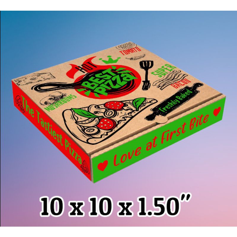 PIZZA BOX CORRUGATED - 10 inches RED (50pcs/bundle) | Shopee Philippines