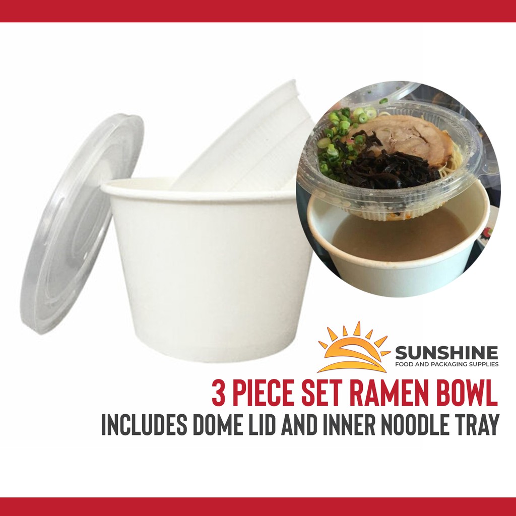 3-pc Set Ramen Bowl with Noodle Tray Separator and Lid | Shopee Philippines