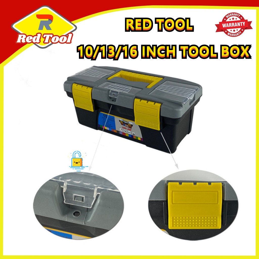 RED TOOL Multifunction Plastic Toolbox On-Board Storage Box Hardware ...