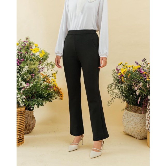 Lizza PANTS BLACK by geulis / BLACK scuba Trousers by geulis | Shopee Philippines