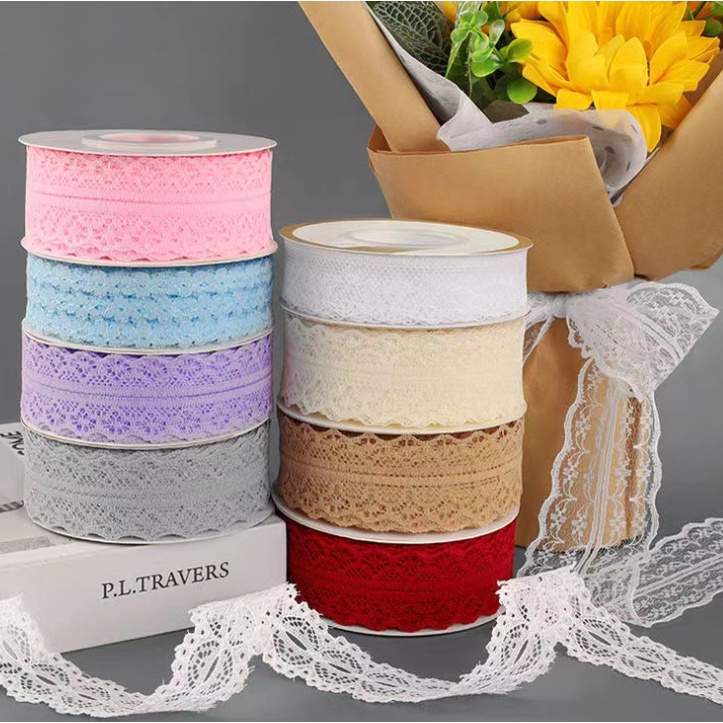 3cm (25Yards) Roll lace ribbon DIY made lace streamer bow edging gift ...