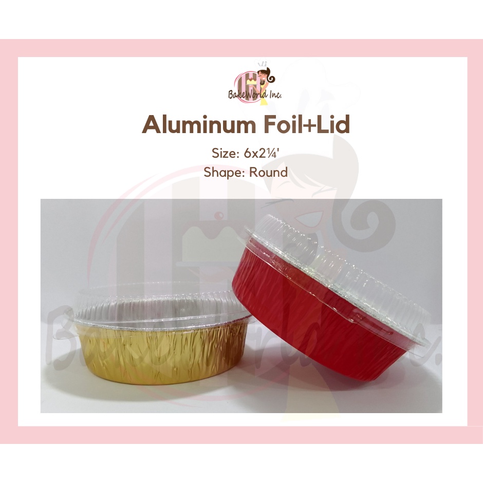 Aluminum Foil with Lid 6x2¼' Round - Gold / Red (pack of 10s) | Shopee ...