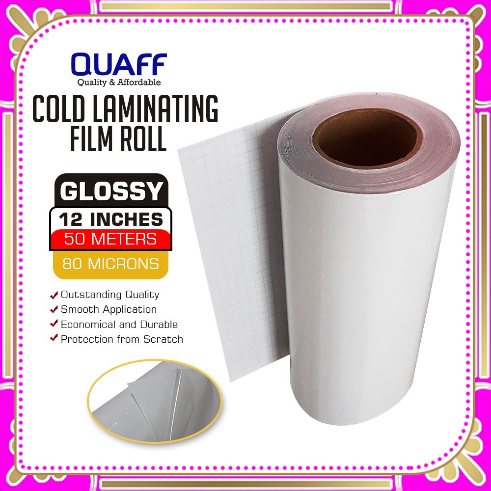 QUAFF Photo Top Cold Laminating Roll Glossy/Matte/Glitter || 12inches ...