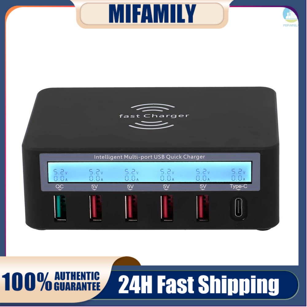 MI Smart Charging Station with 6 Ports LCD USB Charging Dock Wireless ...