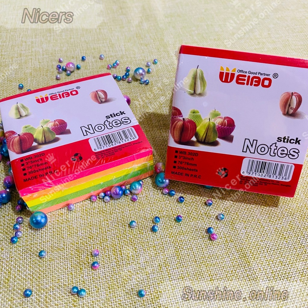 300sheets MUTI-Color 5color NEON color Self Adhesive sticky notes 3x3 ...