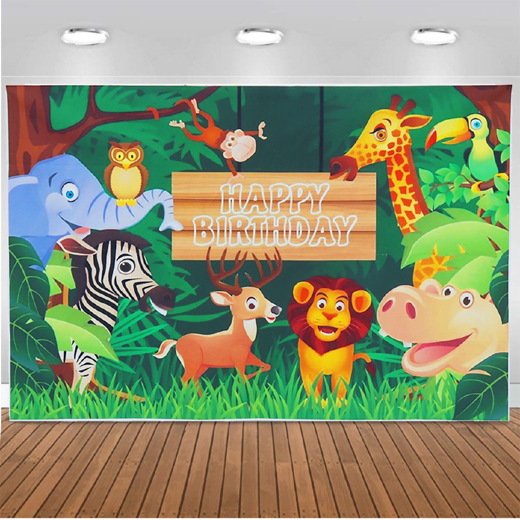 DONGXI Jungle Safari Themed Birthday Banner Background Photography ...