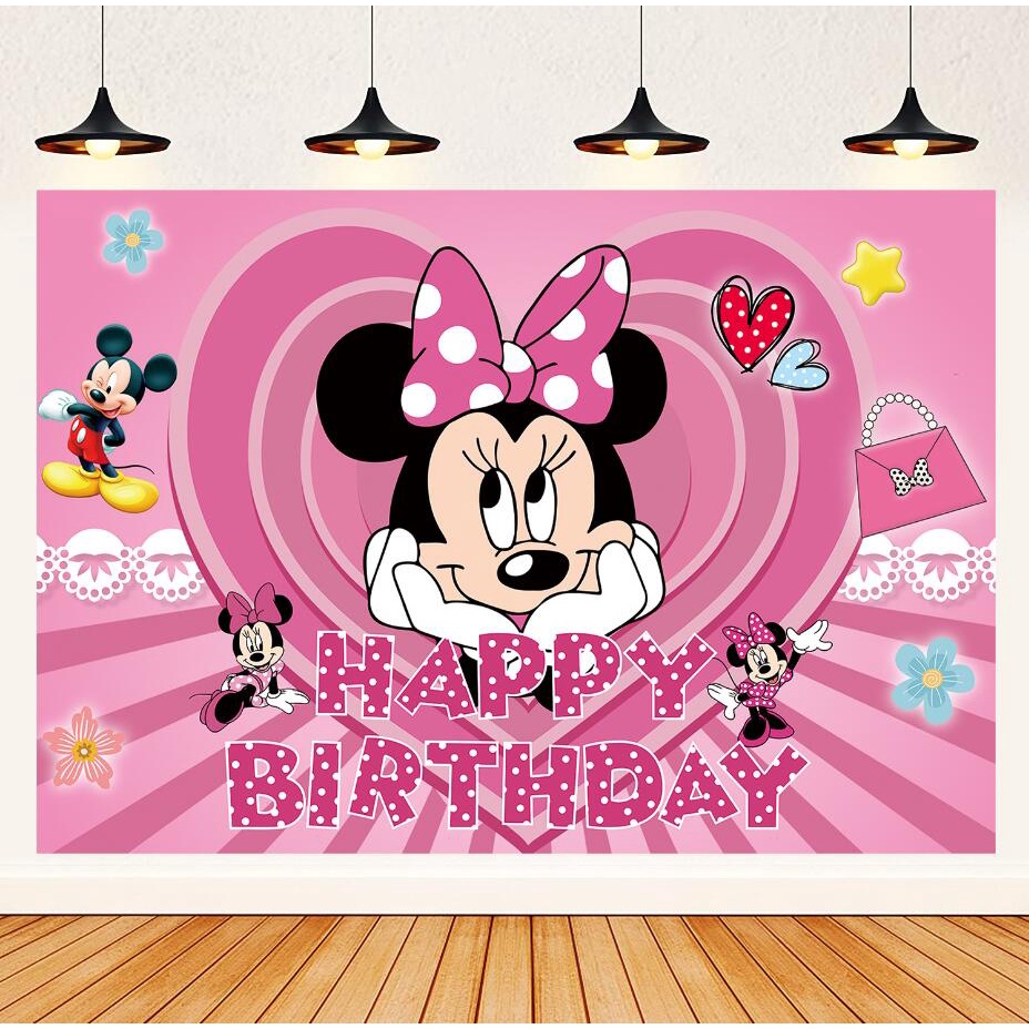 Minnie Mouse Backdrop Minnie Themed Birthday Banner Girls Birthday ...