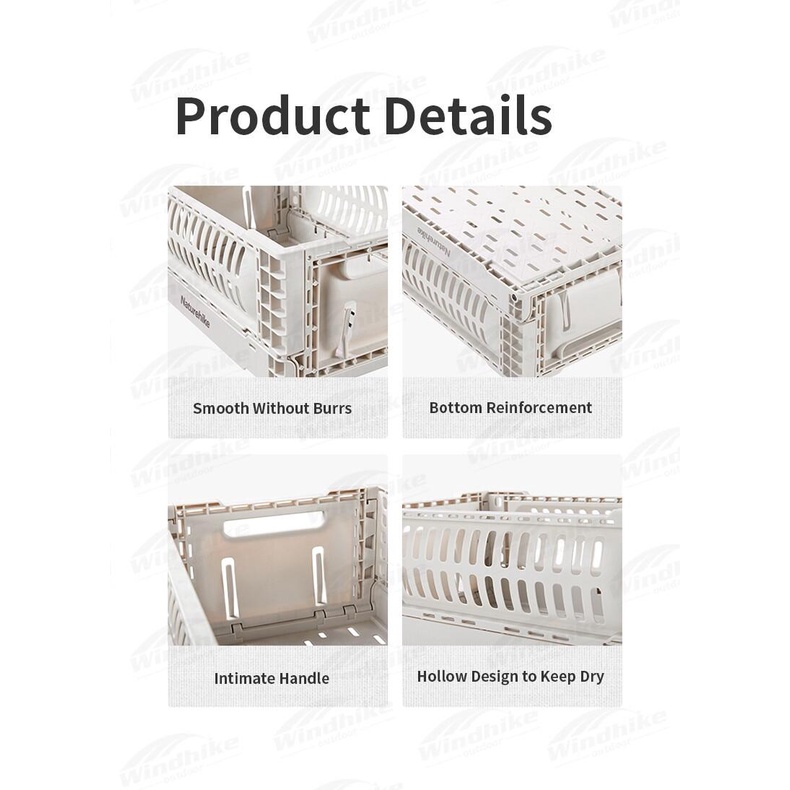 Naturehike 6L 17L PP Plastic Storage Basket Box Collapsible Stackable ...
