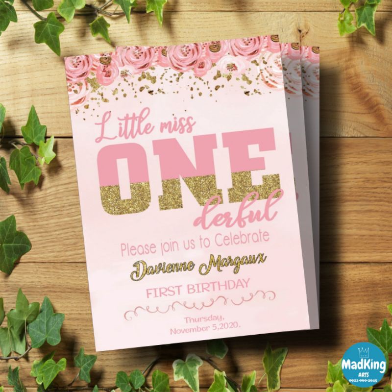 Pink Floral Birthday Invitation (Free Layout / Laminated) | Shopee ...