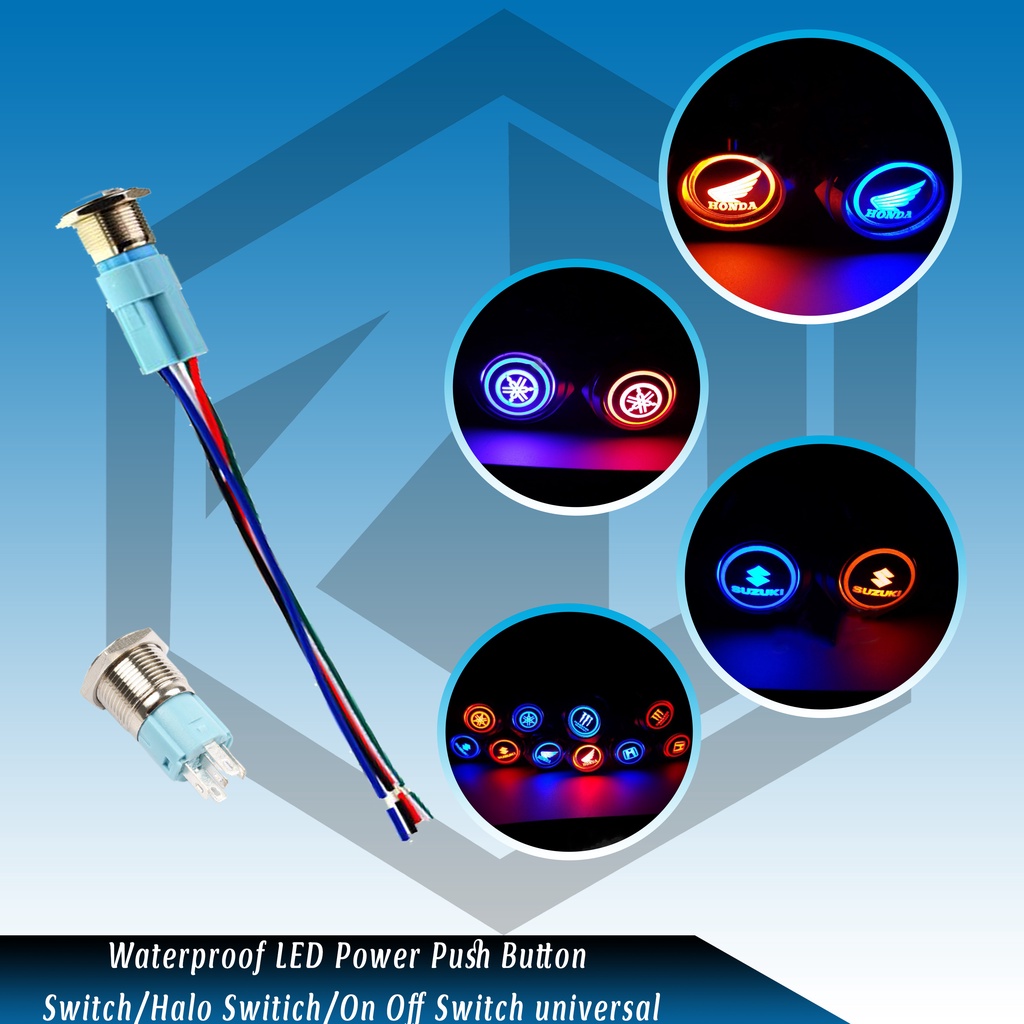 Knight 16mm Motorcycle Accessories Light Halo Switch Push Button/Led/On ...