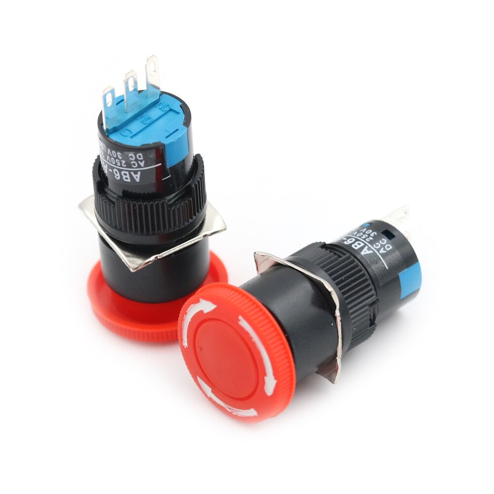16mm Push Button Emergency Stop Self Locking Push Lock Turn to Release ...