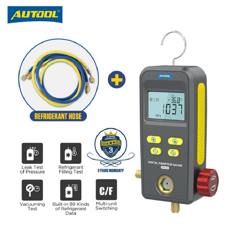 AUTOOL Refrigerant Table Manifold Meter Car Air Conditioning Leak ...