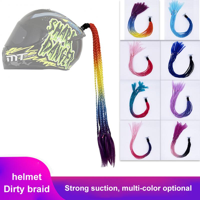 Motorcycle Helmet Dirty Braids Woman Ponytail Gradient Hair With Sucker ...