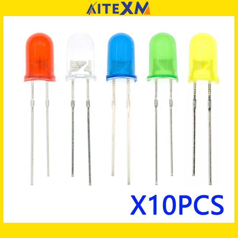 10pcs 3mm 5mm led white / blue / red / yellow / green bulbs / 5mm white ...