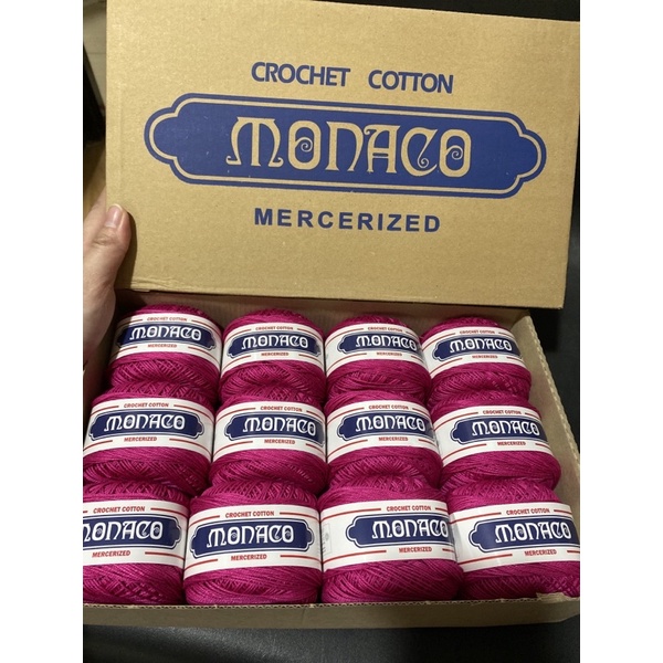 3ply (Per BOX )Monaco Mercerized Crochet cotton 12 balls (single color ...