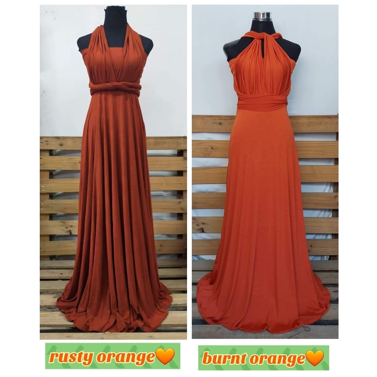 INFINITY MAXI DRESS RUSTY ORANGE AND BURNT ORANGE WITH TUBE ATTACHED ...