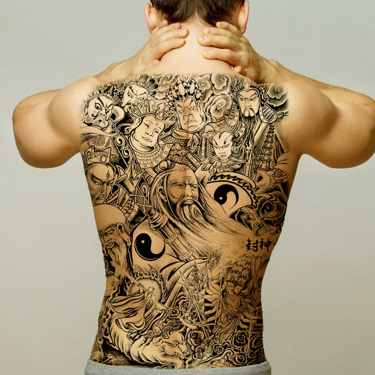 temporary body tattoo large full back tatoo temporales for men ...