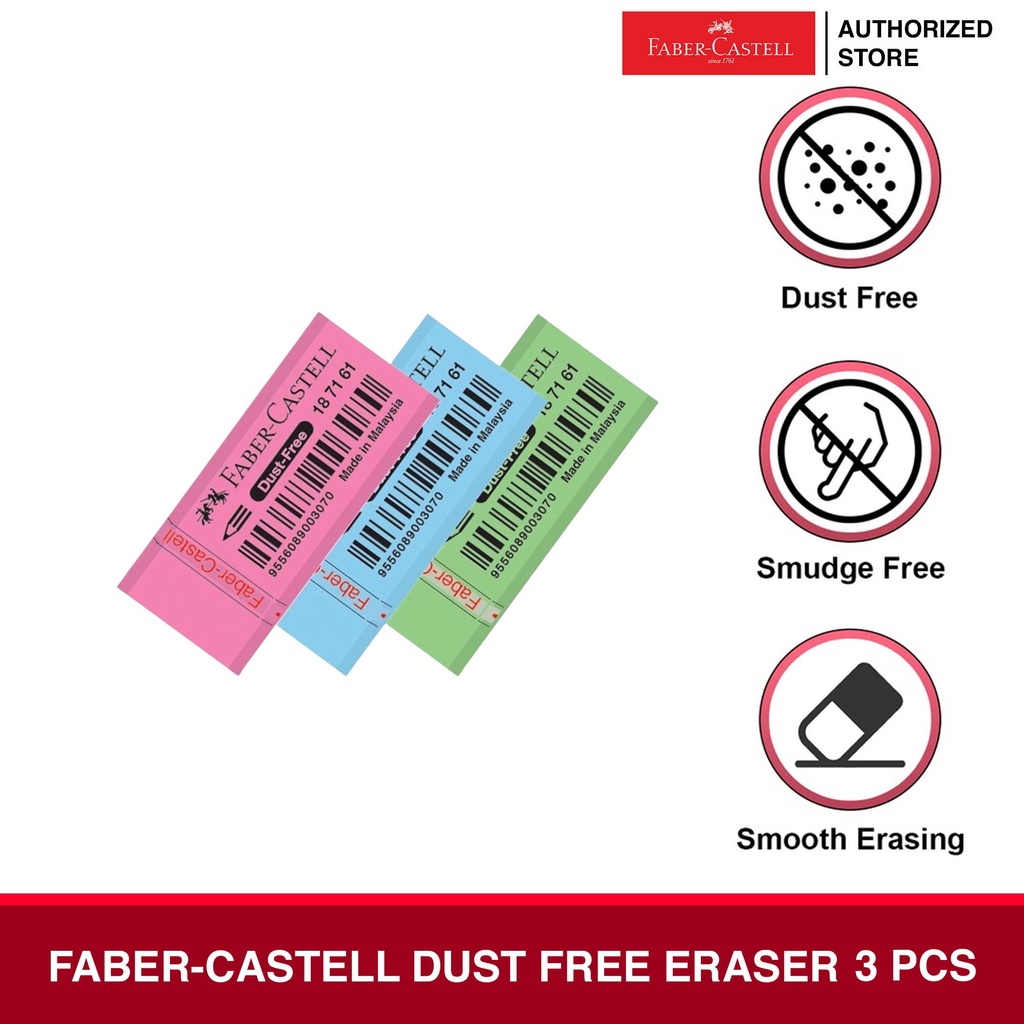 Faber-Castell Dust Free Eraser (3pcs) | Shopee Philippines