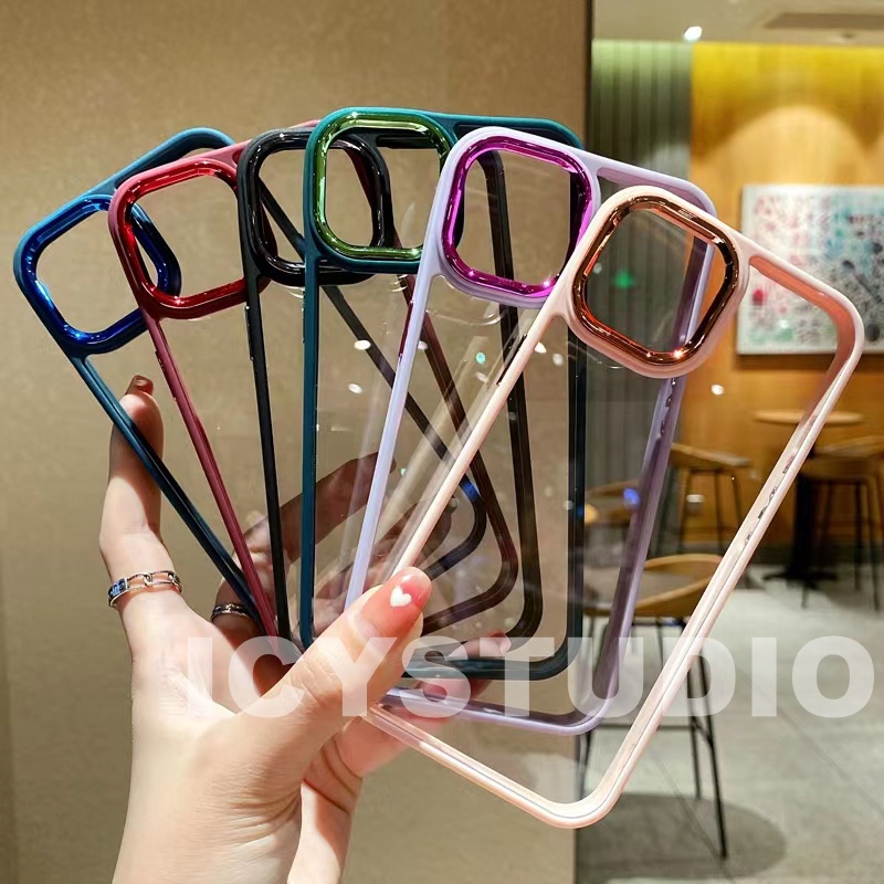 OPPO Plating Clear acrylic phone case A3S A5S A15 A15S A16 A16S A16K A54 A55 A76 A96 A94 A35 ...