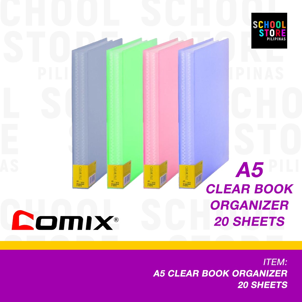 A5 Display Clear Book Organizer 20 sheets - COMIX 20 Pockets Clear Book ...