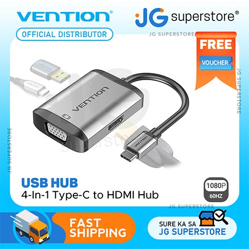 Vention 4-In-1 Type-C Hub to HDMI. VGA, USB 3.0 Charging Power Delivery ...